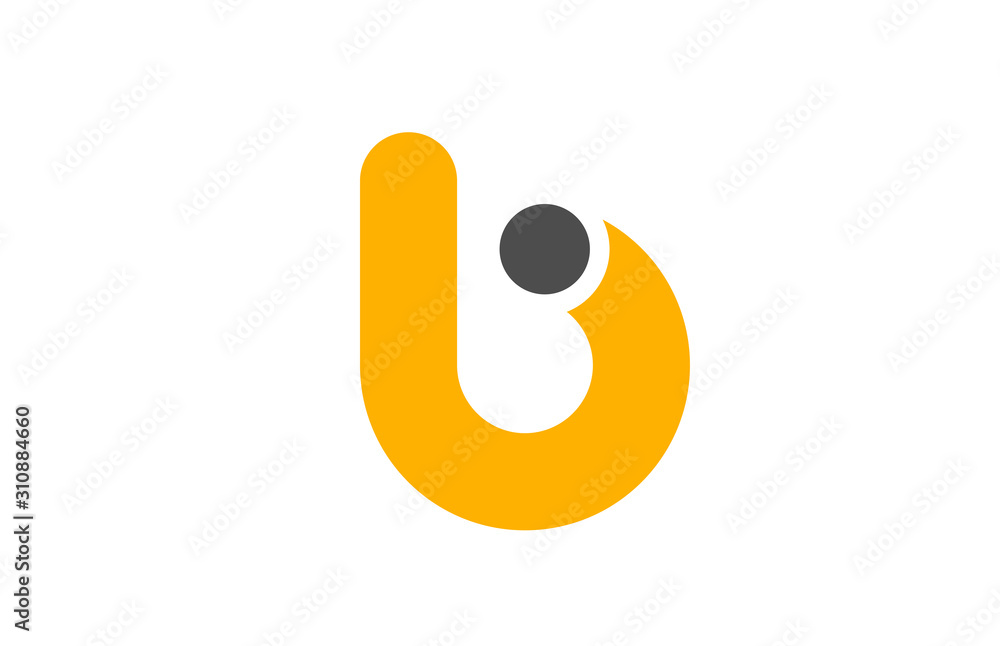 letter B logo alphabet design icon for business yellow grey Stock ...