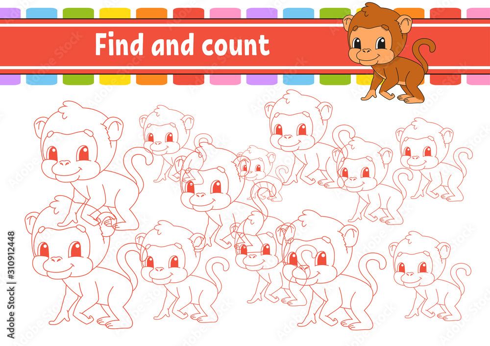 Find and count. Education developing worksheet. Activity page with ...