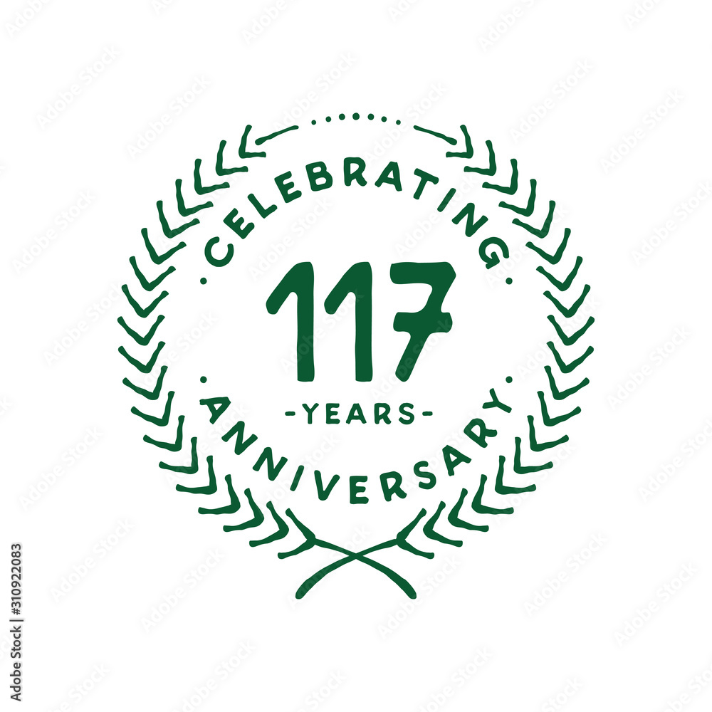 117 years design template. 117th logo. Vector and illustration. Stock ...