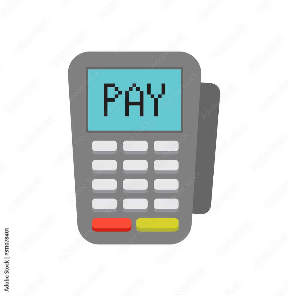 Vector payment machine and credit card. POS terminal confirms the ...