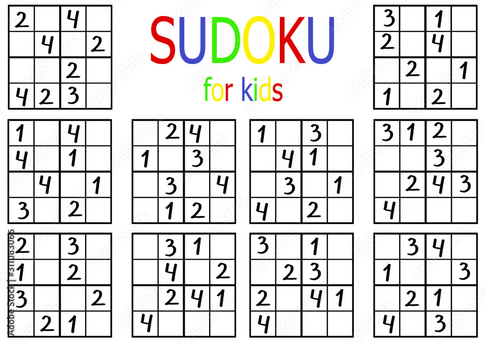 Sudoku set for kids and adults. Simple sudoku puzzle collection for ...