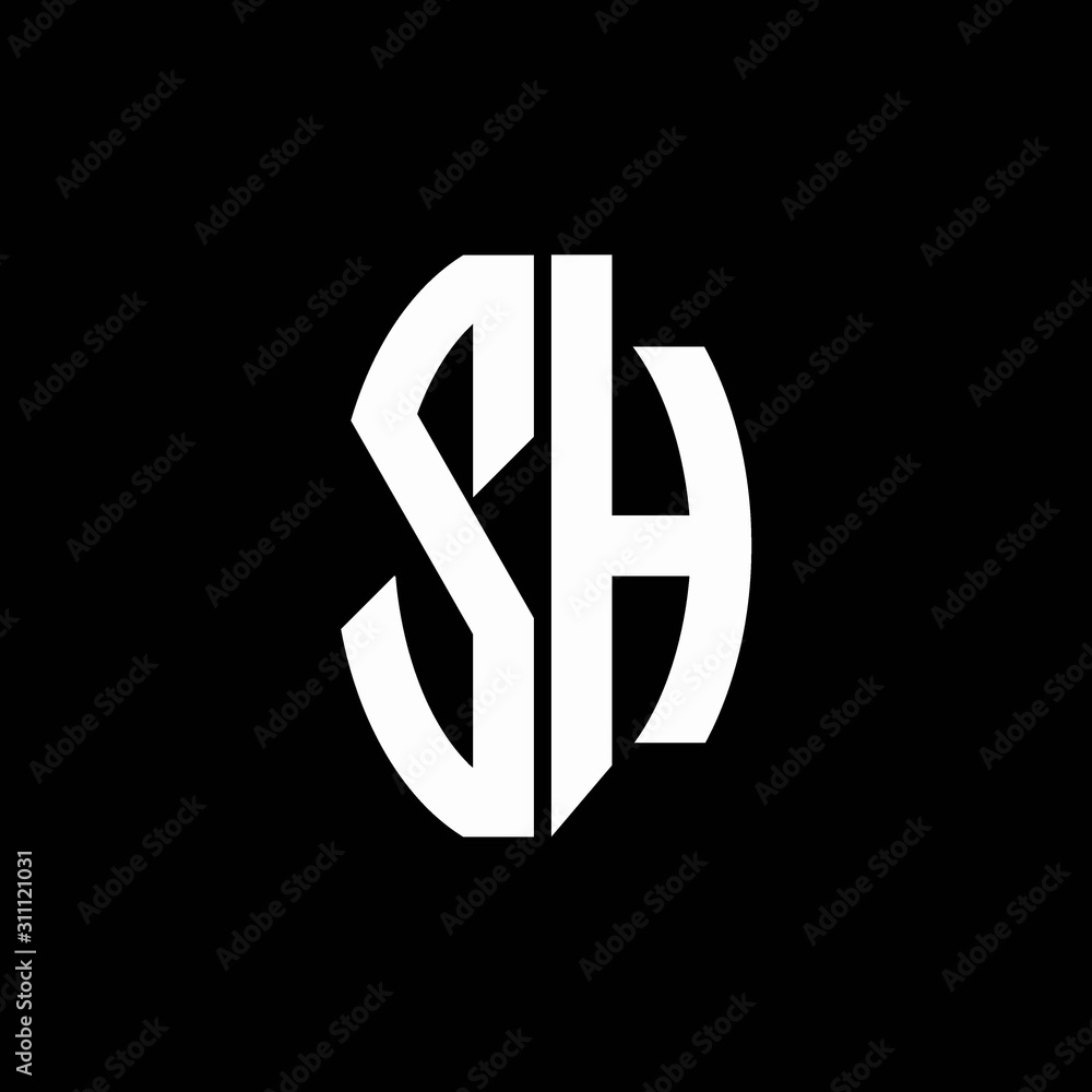 SH logo monogram designs template isolated on black background Stock ...