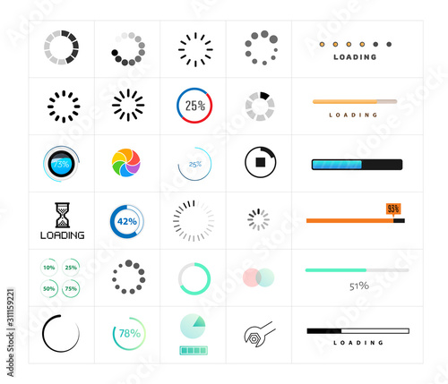 Preloaders and progress bar. Web preloader. Round progress bar. Set of ... Preloaders and progress bar. Web preloader. Round progress bar. Set of ...