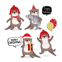 Christmas Otters Free Stock Photo - Public Domain Pictures
