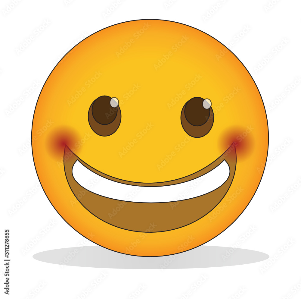 Blushing smiling emoji. Flushed happy face emoticon is a yellow face ...