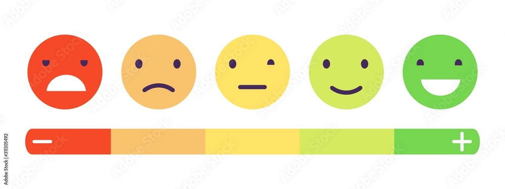 Feedback emotion scale. Customers feedback vector concept. Measuring ...