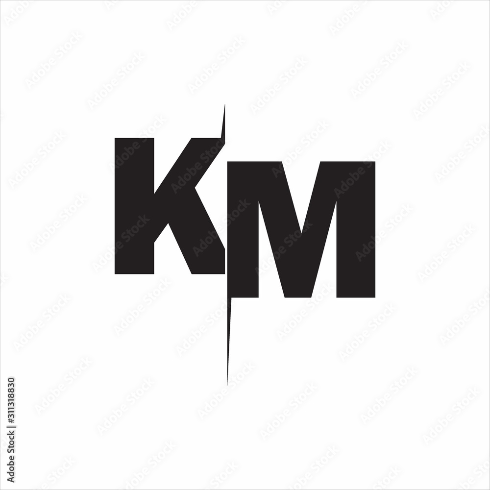 KM Logo Letters white background Stock Vector | Adobe Stock