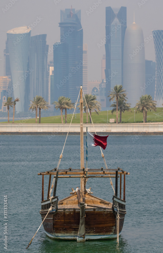 Doha, Qatar - located at the Eastern side of the Corniche, the Dhow ...