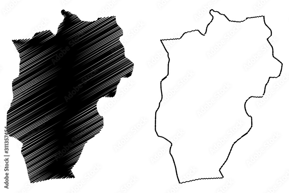 Uvurkhangai Province (aimags, Provinces of Mongolia) map vector illustration, scribble sketch ...
