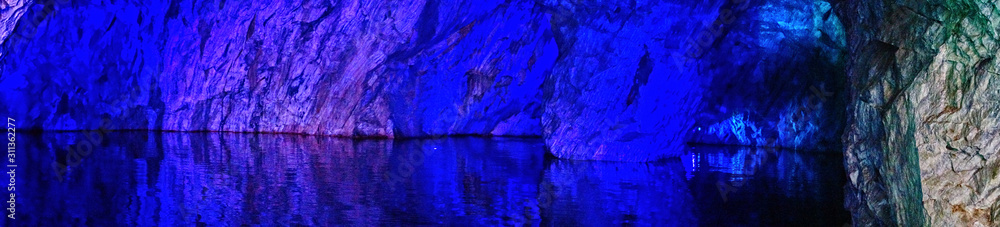Underground Grotto Panorama.Types of a former underground marble quarry ...