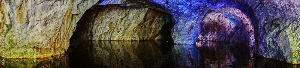 Underground Grotto Panorama.Types of a former underground marble quarry ...