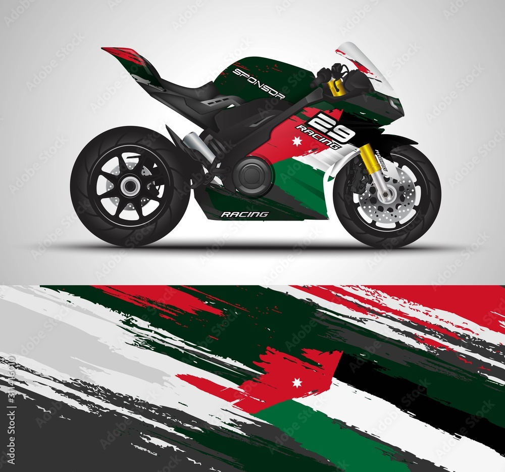 Vector de Stock Racing motorcycle wrap decal and vinyl sticker design ...