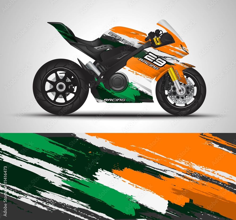 Vector de Stock Racing motorcycle wrap decal and vinyl sticker design ...