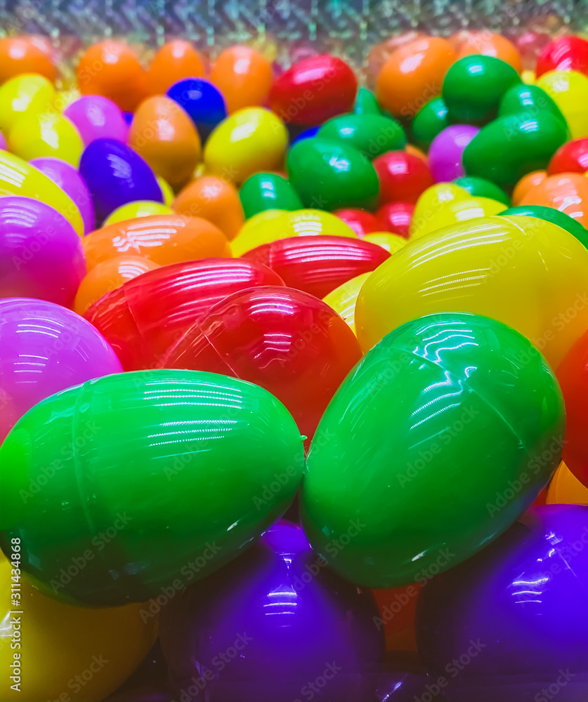 Multicolor plastic easter eggs with shell open use for egg hunting ...
