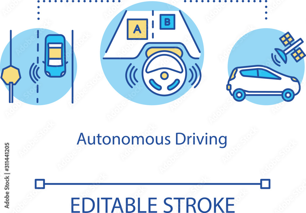 Autonomus driving concept icon. Smart car idea thin line illustration ...