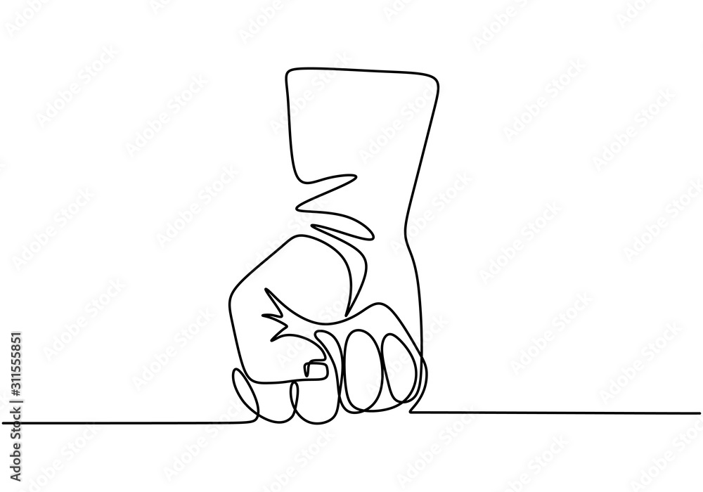 Continuous line drawing of fist vector. hand arm gesture symbol of ...