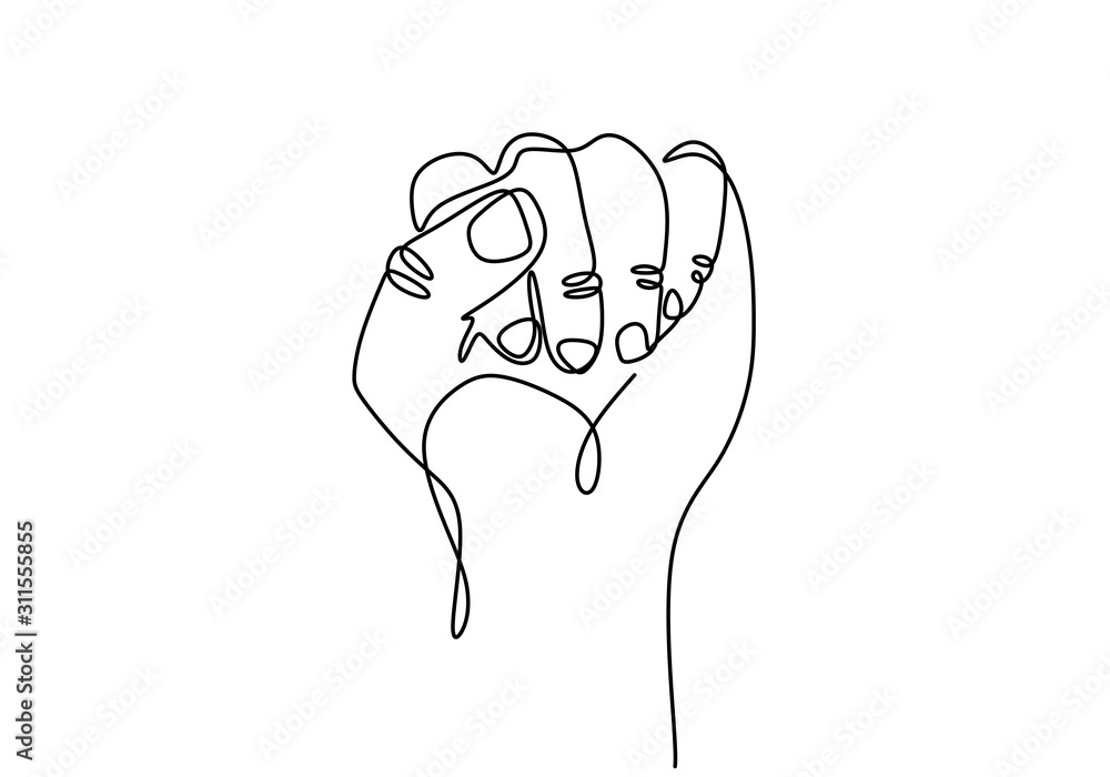 Continuous one line drawing of fist hand gesture. Arm sign and symbol ...