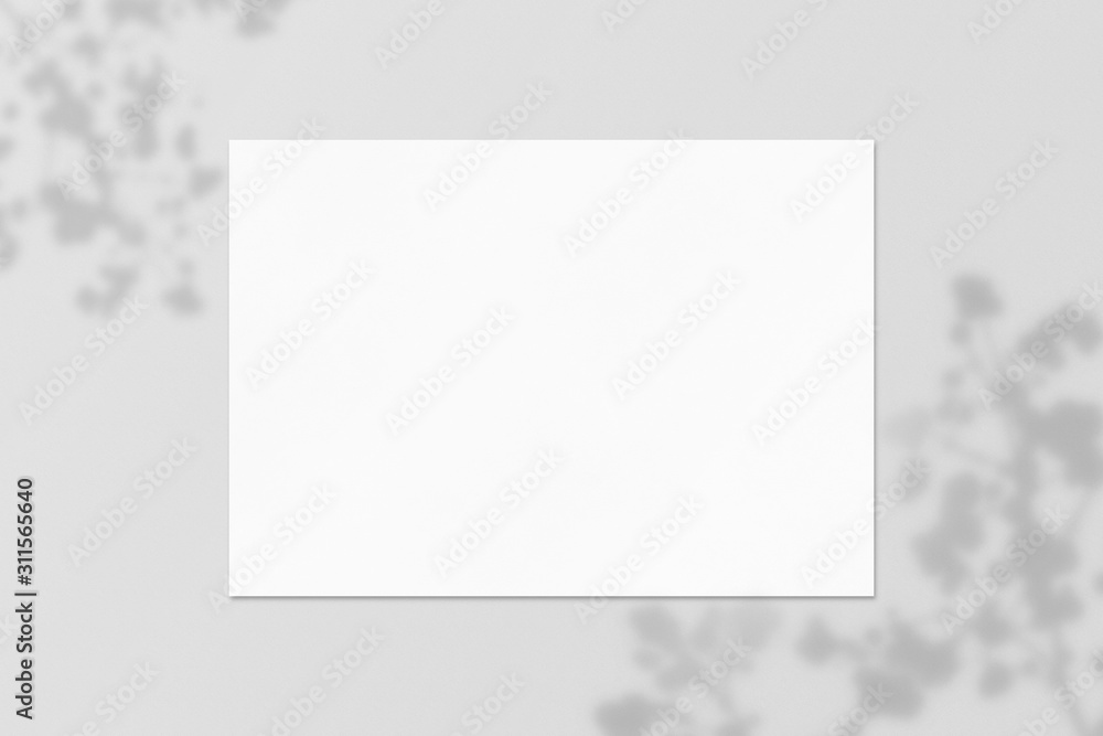 Blank white paper mockup with soft shadows. Horizontal a4 paper. Mockup ...
