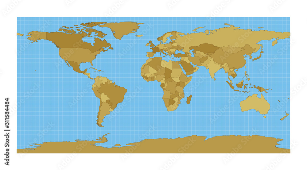 World Map. Equirectangular (plate carree) projection. Map of the world ...