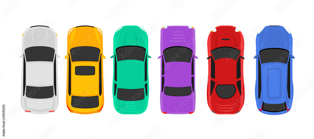 Vector car top view icon illustration. Vehicle flat isolated car icon ...