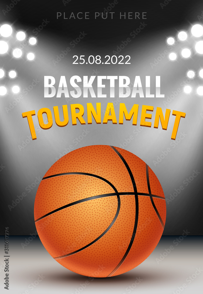 Basketball vector tournament background. Basketball court arena game ...