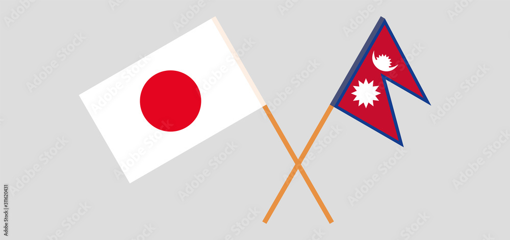 Crossed flags of Nepal and Japan Stock Vector | Adobe Stock