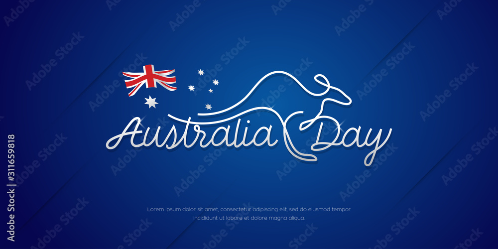 Happy Australia Day Celebration poster or banner Background with flag ...