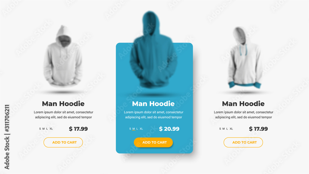 Set of vector product card templates for online clothing store. UI web ...