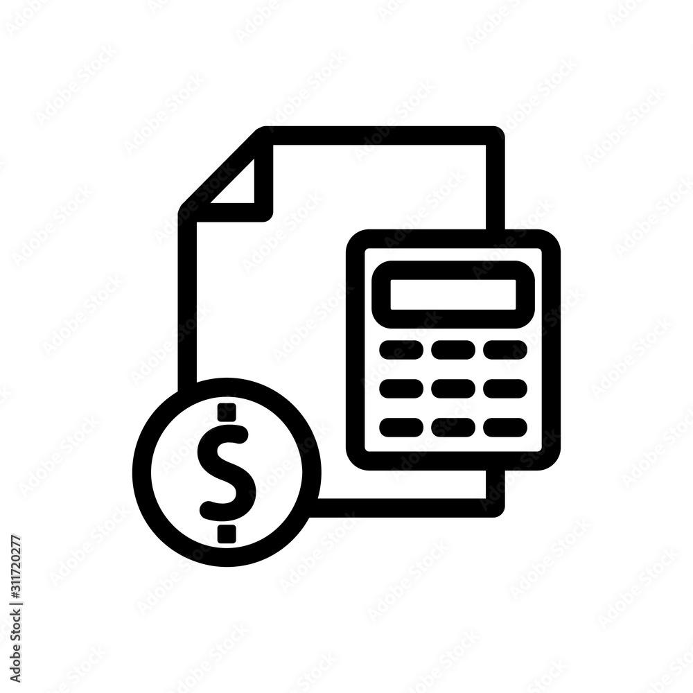 counting the financial report icon vector. A thin line sign. Isolated ...