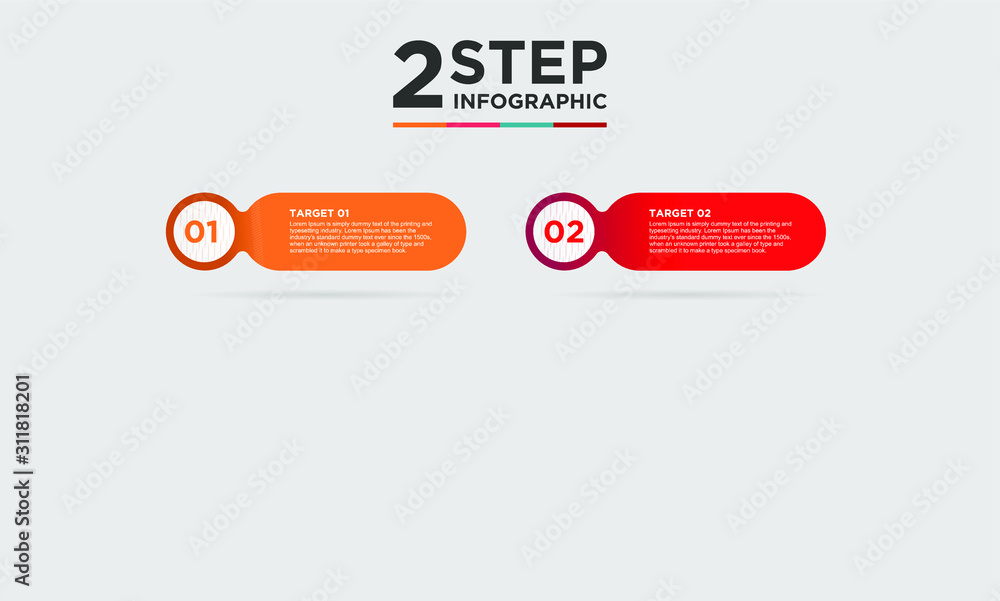 2 step infographic element. Business concept with twooptions and number ...