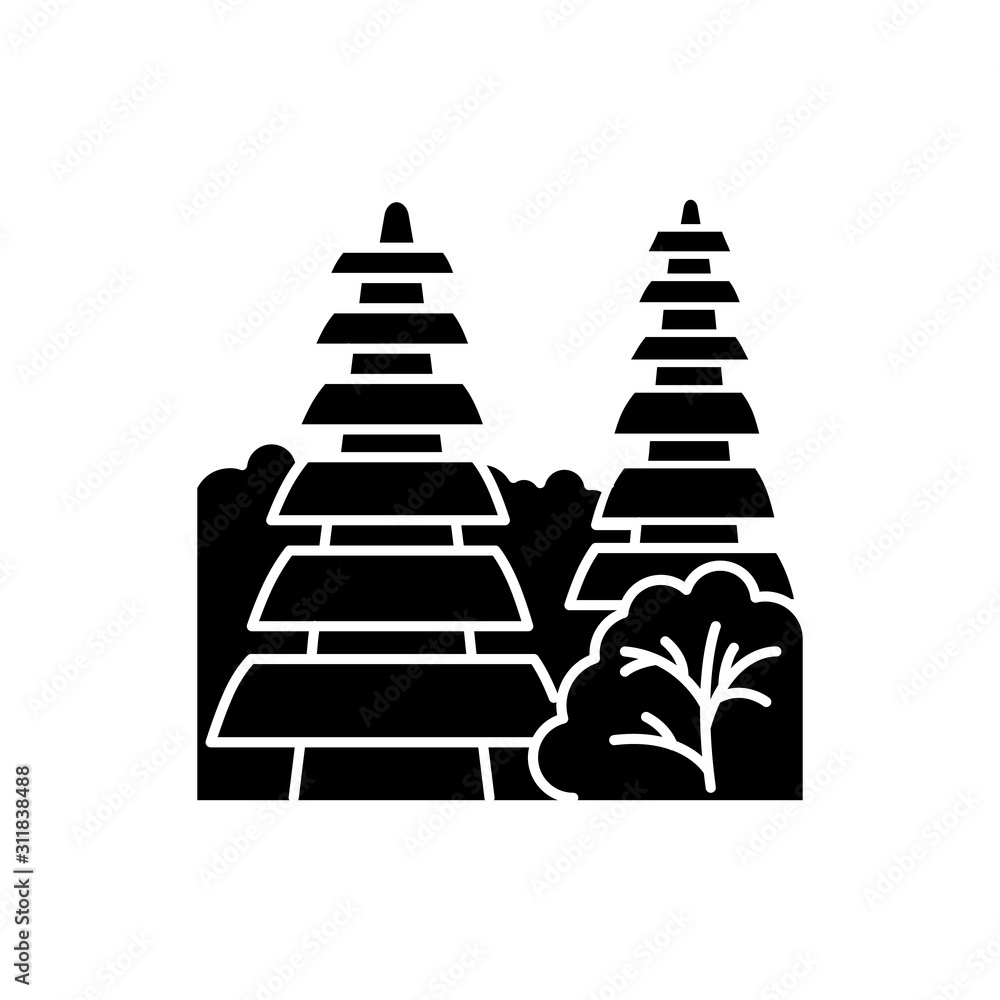 Pura tanah lot temple in Bali glyph icon. Indonesian touristic ...