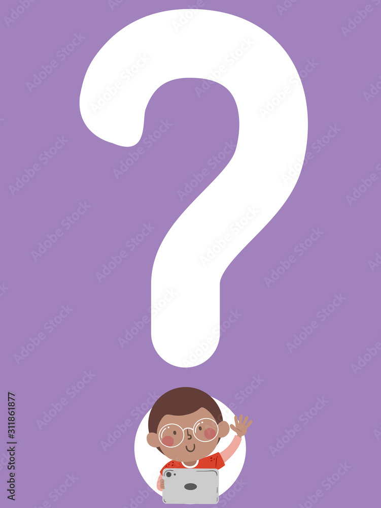 Kid Boy African Question Mark Tablet Illustration Stock Vector | Adobe ...
