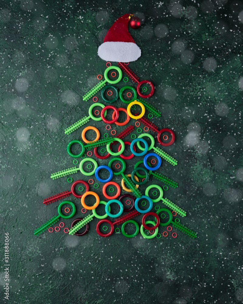 Funny Christmas tree from colorful orthodontic gums for bracket system ...