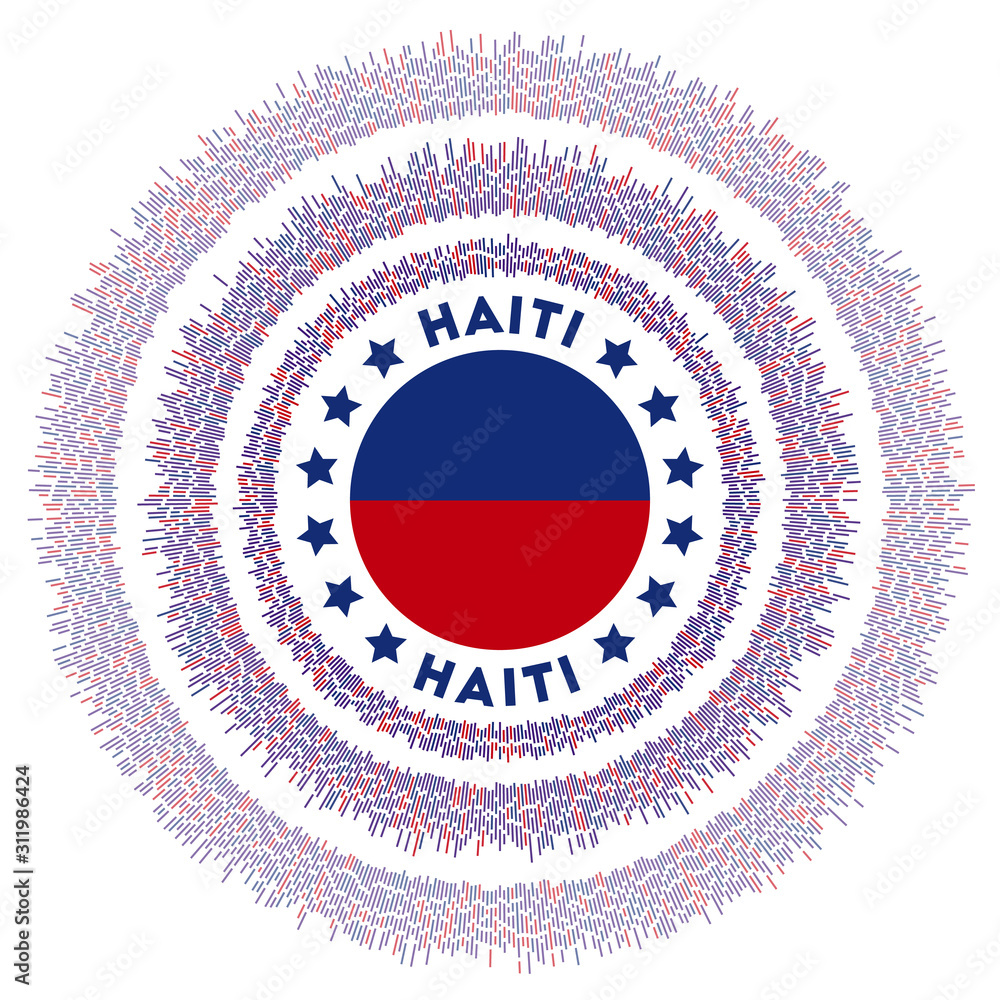 Haiti symbol. Radiant country flag with colorful rays. Shiny sunburst ...