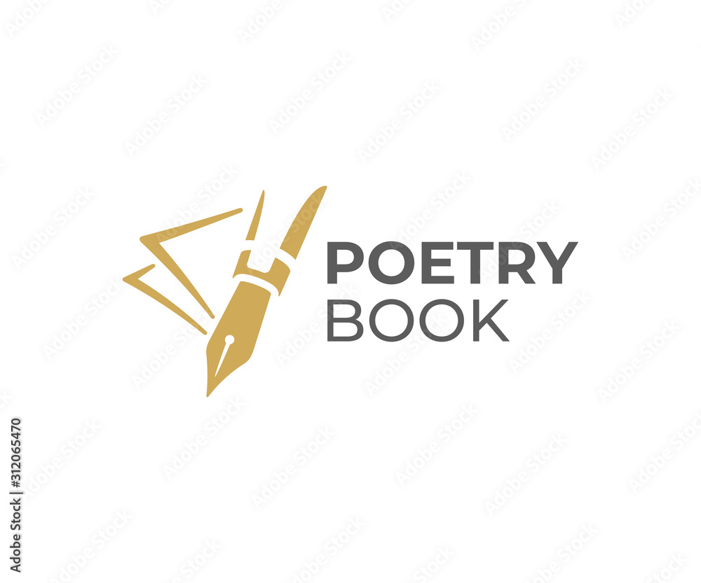 Fountain pen writing logo design. Writer tools vector design. Nib pen ...