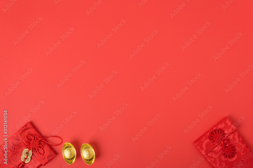 Chinese new year festival concept, flat lay top view, Happy Chinese new ...