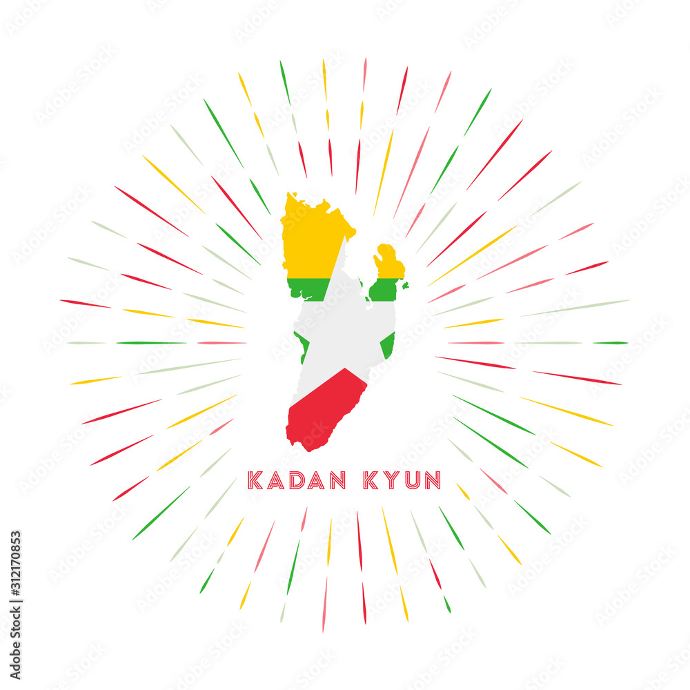 Kadan Kyun sunburst badge. The island sign with a map of Kadan Kyun ...