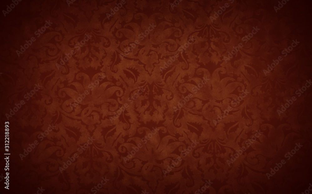 Stylish brown vintage wallpaper with a vignette, retro background Stock ...