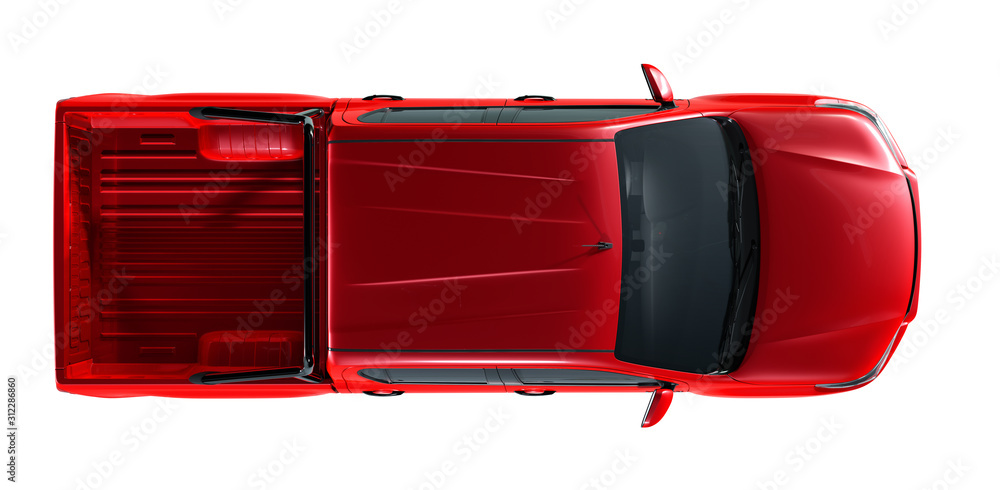 Pick up truck - top view isolated on white Stock Illustration | Adobe Stock