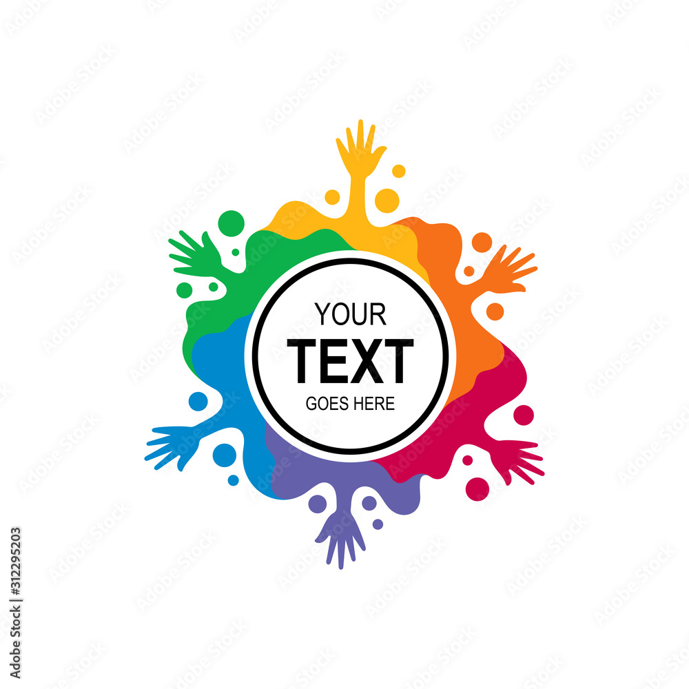 Colorful hands banner logo vector. Vector of hands with text place ...