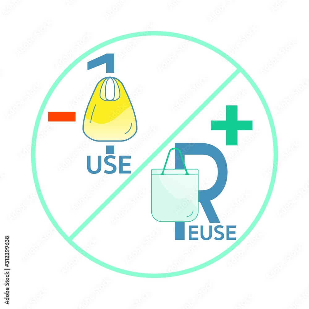 Reduce single-use plastic, more reusable shopping bag infographic ...