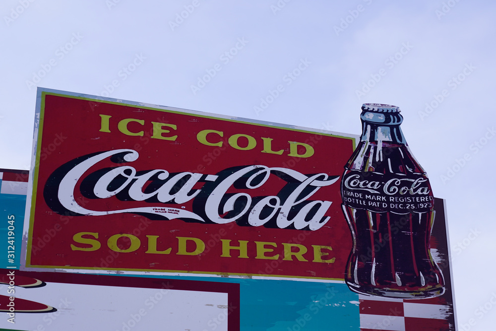 vintage Coca Cola advertisement sign logo coffee store cafe carbonated ...