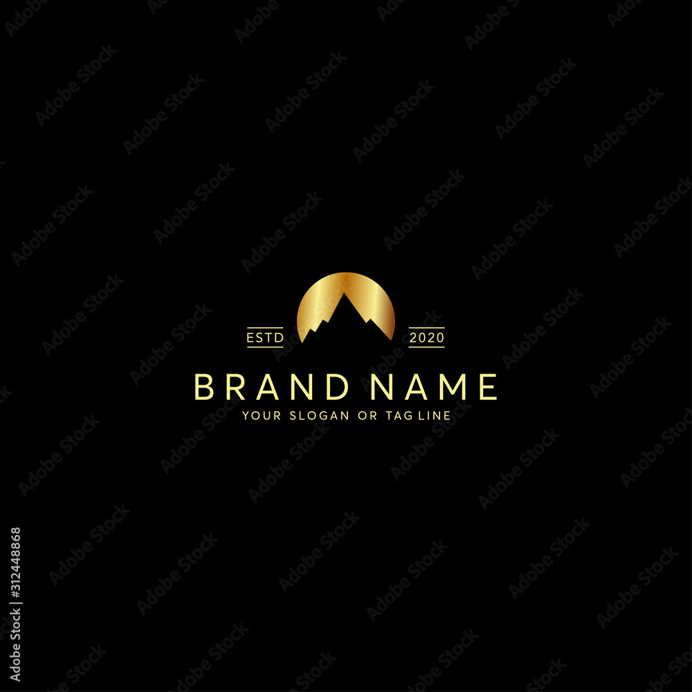 Premium luxury gold mountain logo design vector Stock Vector | Adobe Stock