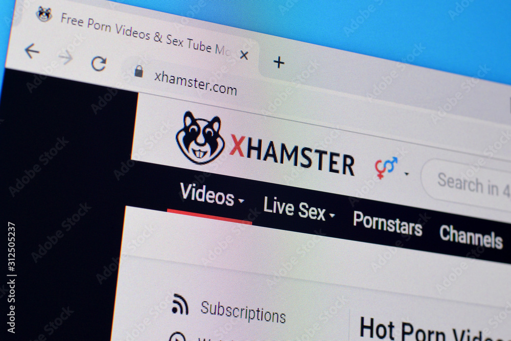 Homepage of xhamster website on the display of PC, url - xhamster.com ...