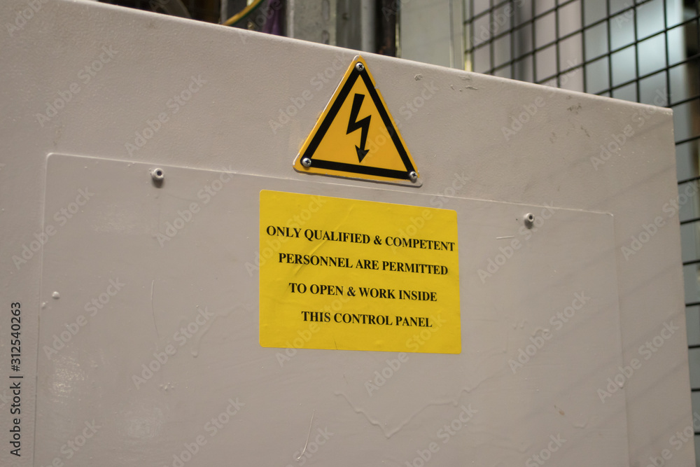 Danger symbol industrial sign with warning symbo for electrocution ...