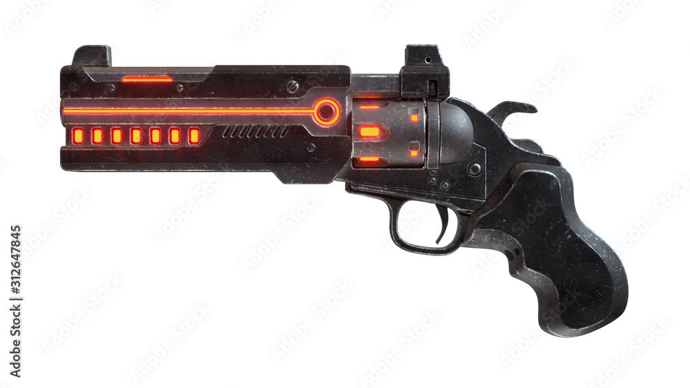 3d illustration of sci-fi futuristic weapon isolated on white ...