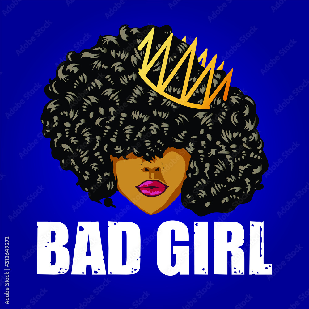 Bad girl with curly hair - VECTOR Stock Vector | Adobe Stock