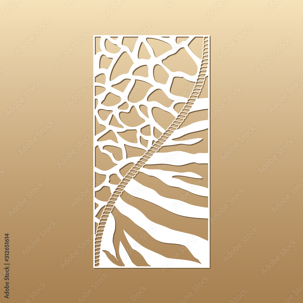 Laser cut vector panel (ratio 1:2). Cutout silhouette with rope and ...