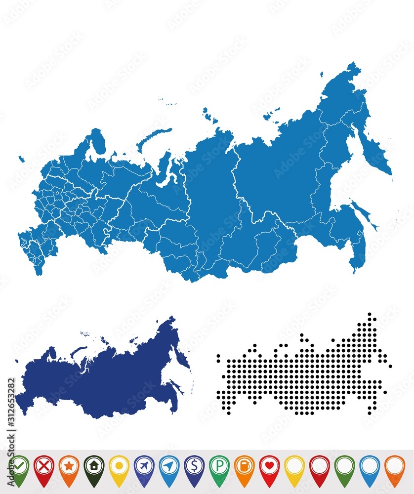 Set outline maps of Russia Stock Vector | Adobe Stock