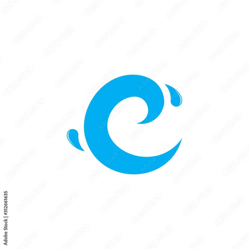 letter c swirl water splash design logo vector Stock Vector | Adobe Stock